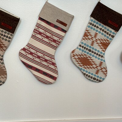 Personalized Christmas Stockings Holiday Stockings Wood Slice Name Tag ...