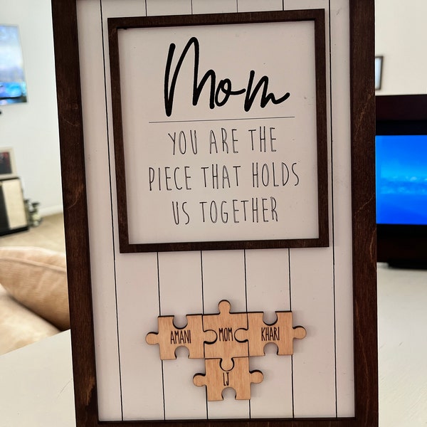 Personalized Mothers Day Puzzle Sign: Unique Gift for Mom, Stepmom ...