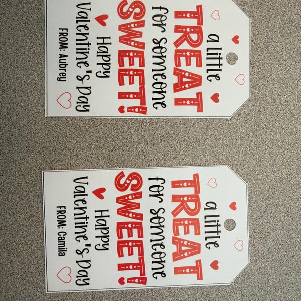 Valentine's Day Tag, Sweet Treat, Valentine Gift Label, Kids School ...