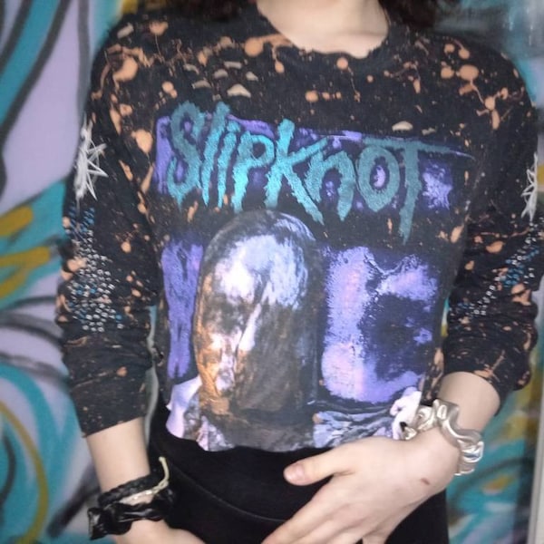 Rock N Roll Bleached Distressed Custom Cropped T-shirt Alt Clothing ...
