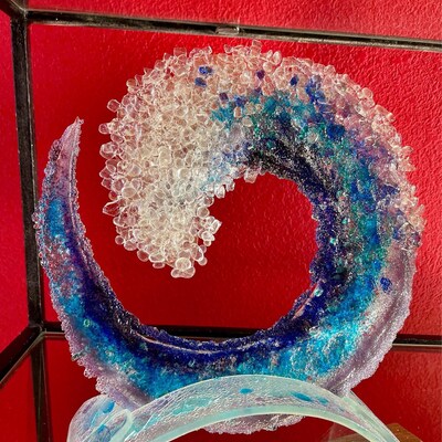 12 Inch Turtle Wave on Glass Arched Stand - Etsy