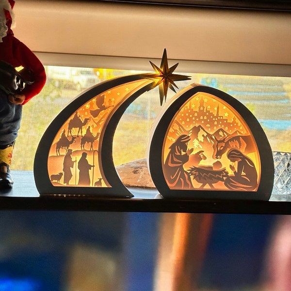 Nativity Scene Shadow Box Svg Bundle, Nativity Shadow Box Svg, Lantern ...