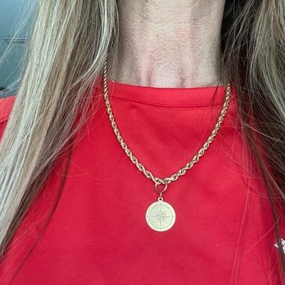 14k Solid Gold Clock Necklace , Personalized Vintage Clock Pendan ...