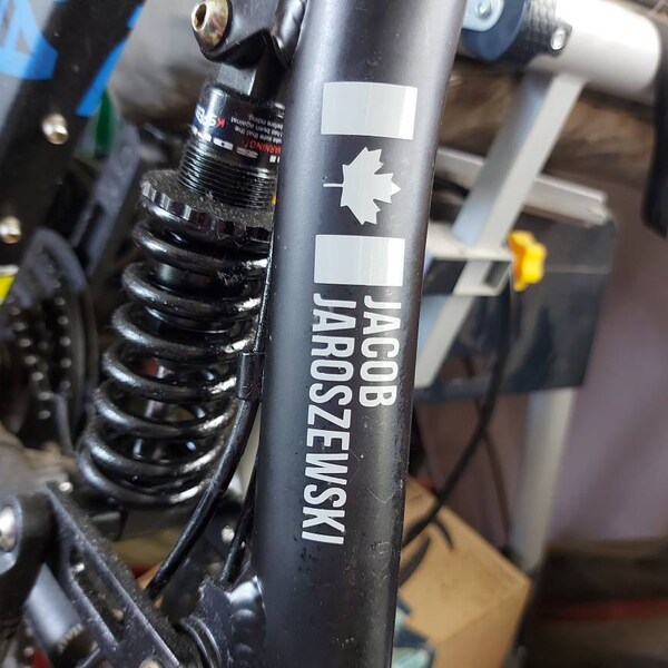 Bike Name Decal Custom Sticker With Canada Flag | Bicycle Frame Decal ...