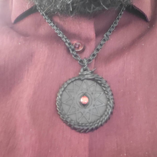 Black Ouroboros Shadow Hendecagram Dragon Necklace , World Serpent Dark ...