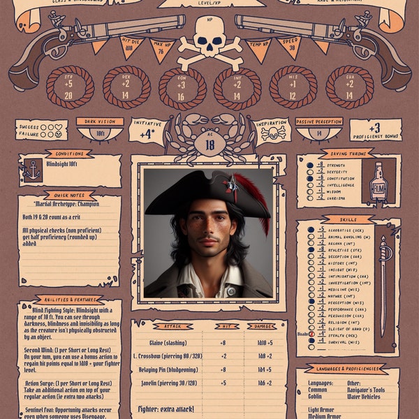 Wild West | Printable Dnd Character Sheet PDF for Dungeons and Dragons ...