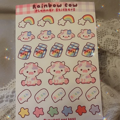 Cute Cow Sticker Sheet/cute Planner Stickers/ Cute Cottagecore Soft ...