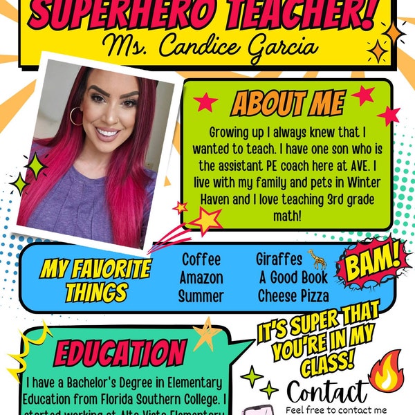 Editable Meet the Teacher Superhero Theme Classroom Newsletter Flyer ...