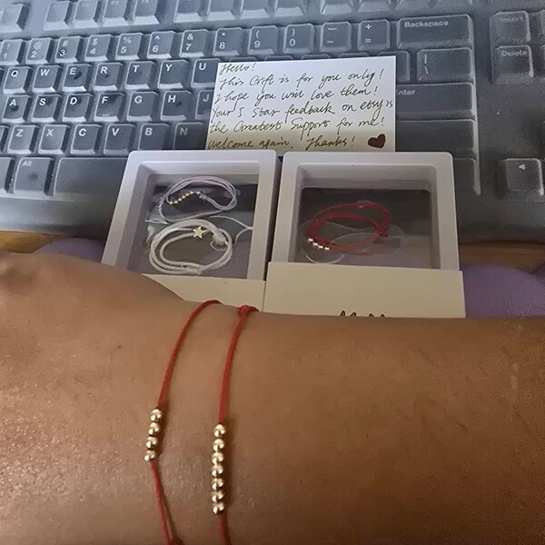 14K Gold Couple Promise Rings, Red String of Fate, Waterproof Ring, 2mm ...