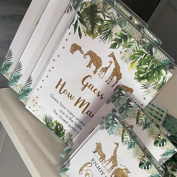 Gold Safari Guess How Many Game, Safari Baby Shower, Jungle Animal ...