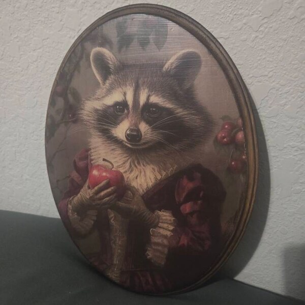 Miss Raccoon With Apple Victorian Portrait - Vintage Style Animal Wall ...