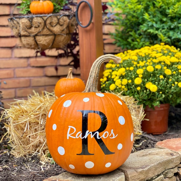 Monogrammed Personalized Name Pumpkin Decal ~ Polka Dot Pumpkin ...