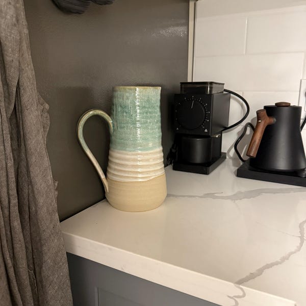 Handmade Pottery Pitcher Flower Vase Summer Entertaining Pitcher ...