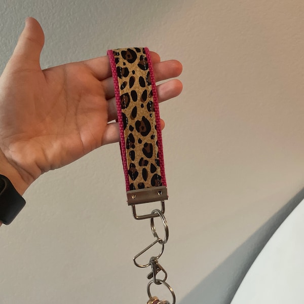Cheetah Print Fabric Key Fob- Leopard Print Key Fob- Animal Print Key ...