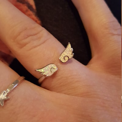 Angel Wing Ring 925 Sterling Silver & White Fire Opal - Etsy