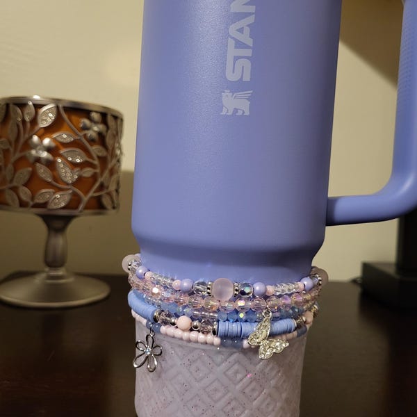 Almond Rose Bracelet Stack for Stanley Tumbler - Neutral Colors - Etsy