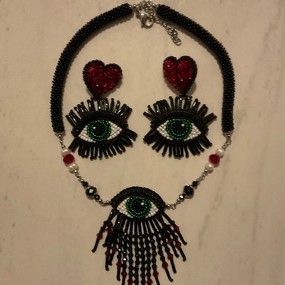 Evil Eye Brooch With Pearl Pendant. Green Eye Brooch. Purple - Etsy