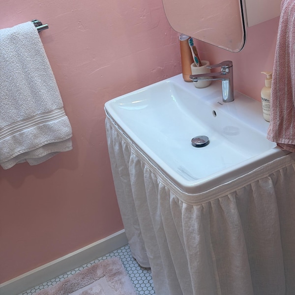 Custom Sink Skirt Handmade Sink Curtain or Velcro Curtain Stick on ...
