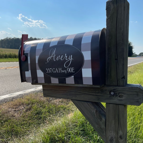 Custom Address Mailbox Covers Magnetic - Personalized Plaid Mailbox ...