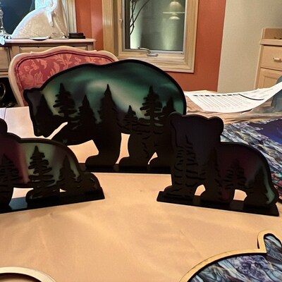 1/8 Standing Bear & Cubs SVG Bear SVG Files Glowforge Bear SVG Laser ...