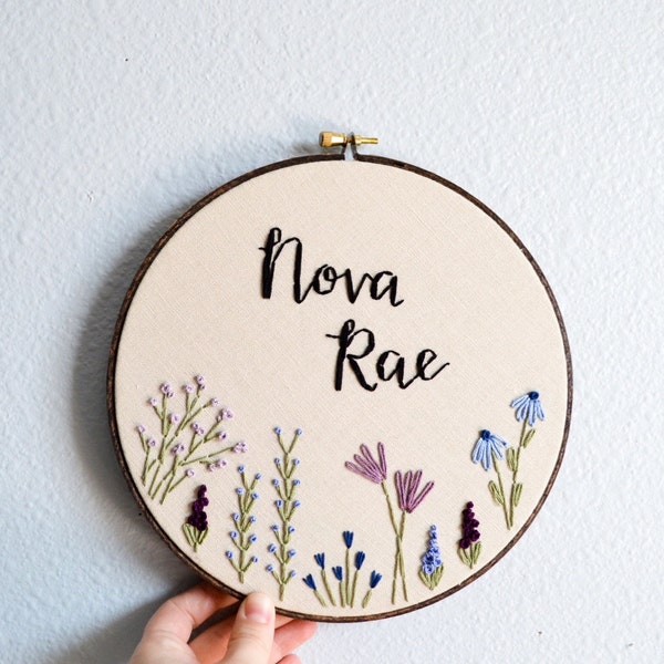 Custom Name Embroidery Hoop, Baby Name Embroidery, Nursery Wall Art ...