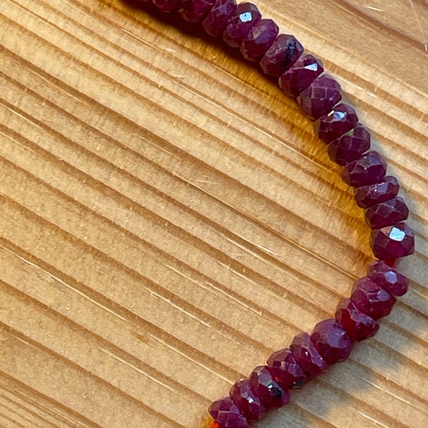 Red Ruby Beads Drilled 4.5mm 24 Beads Faceted Rondelle Natural Precious ...