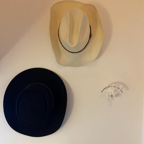 Cowboy Hat Wall Mount, Dorm Friendly Renter Friendly Hat Holder ...