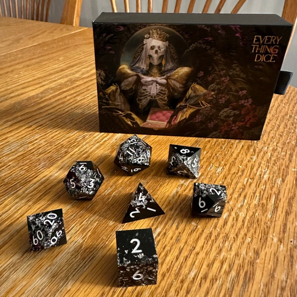 Solstice - Silver Foil Dice, False Snowflake Obsidian Dice, Handmade ...