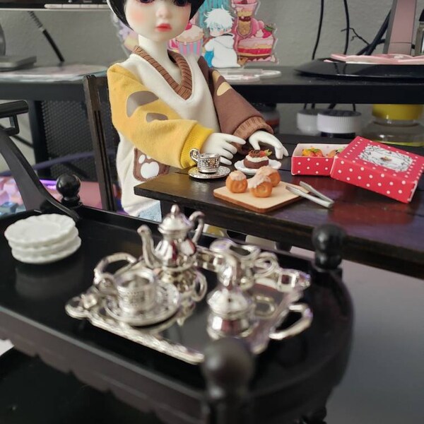 Miniature Tea Set(10pcs) Dollhouse Miniatures Dollhouse Decoration BJD ...