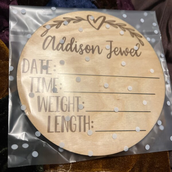 Personalized Birth Stats Sign, Birth Announcement Plaque, Engraved Wood ...