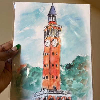 UNC Chapel Hill Bell Tower Watercolor Print 5x7 or 8x10 Frame Not ...