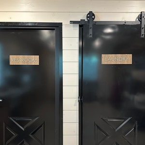 Recessed Wood Restroom Sign Set Modern Bathroom 6x9 Size 9 Wood ...