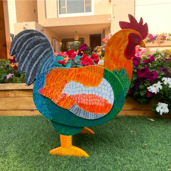 Rooster Planter, Scroll Saw Pattern, Diy, Garden Ornament, Rooster ...