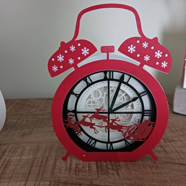 Christmas Clock Shadow Box SVG - Merry Christmas Paper Template SVG ...