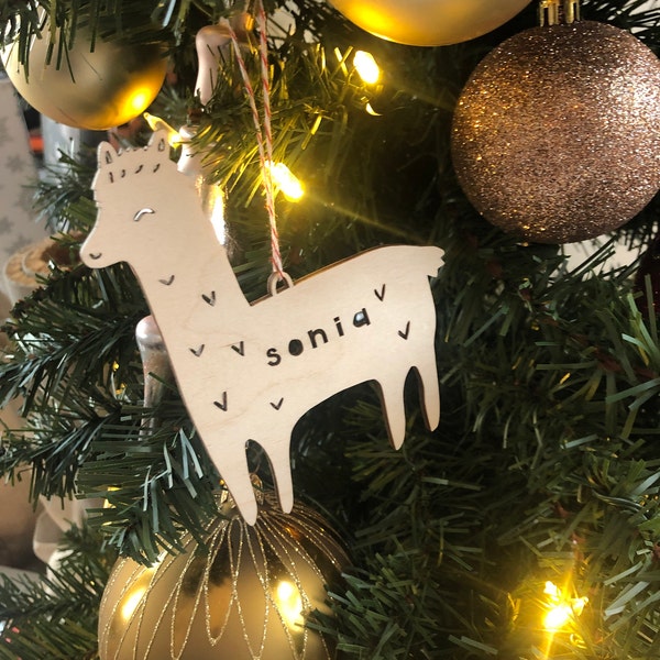 Custom Llama Ornament - Wooden Lasercut Holiday Tree Ornament - Etsy