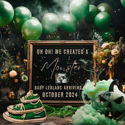 Halloween Digital Pregnancy Announcement, Witchy Social Media Birth ...