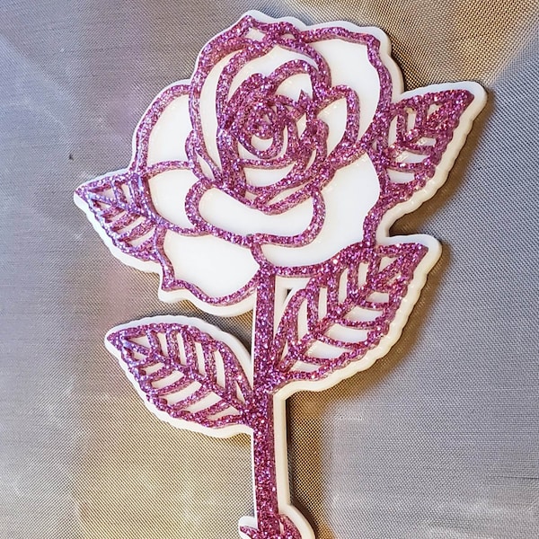 Rose - Laser Cut Out Art Valentine Day Acrylic Wood Personalized Flower ...