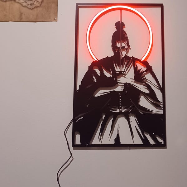 Samurai Asia Wall Art, Samurai Japan Wall Art, Neon Led Wall Art, Japan ...