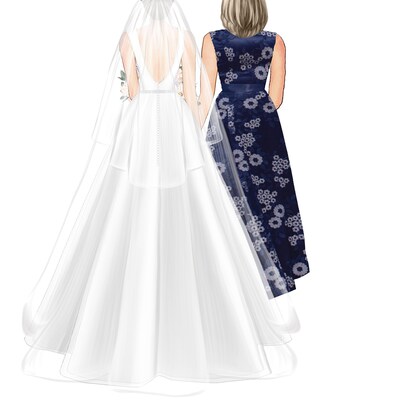 Mother of the Bride Illustration, Wedding Parent Print, Customized ...
