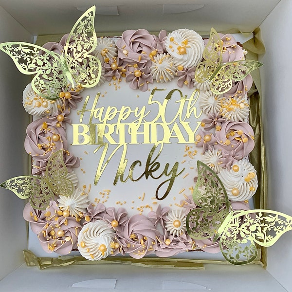 Sheet Cake Topper, Happy Birthday, Glitter Cardstock, Personalised ...