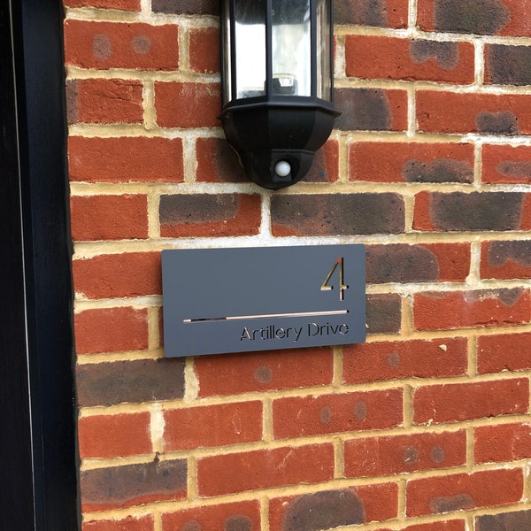 Contemporary Acrylic House Sign Modern Door Number Address Plaque Dark ...