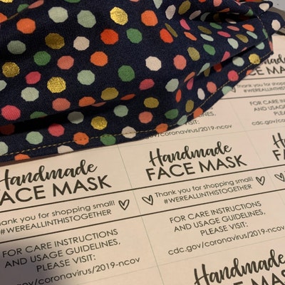 PRINTABLE Face Mask Care Card, Handmade Face Mask Tag, Cloth Face Mask ...