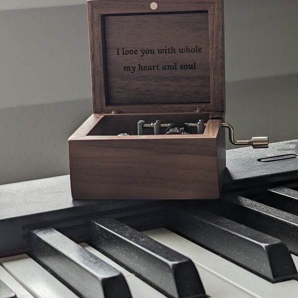 Personalized Music Box Small Vintage Wooden Music Box Walnut Natural ...