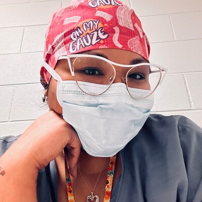 ENT Botanical Euro Surgical Scrub Cap, for MEDIUM Length Hair, Cute ...