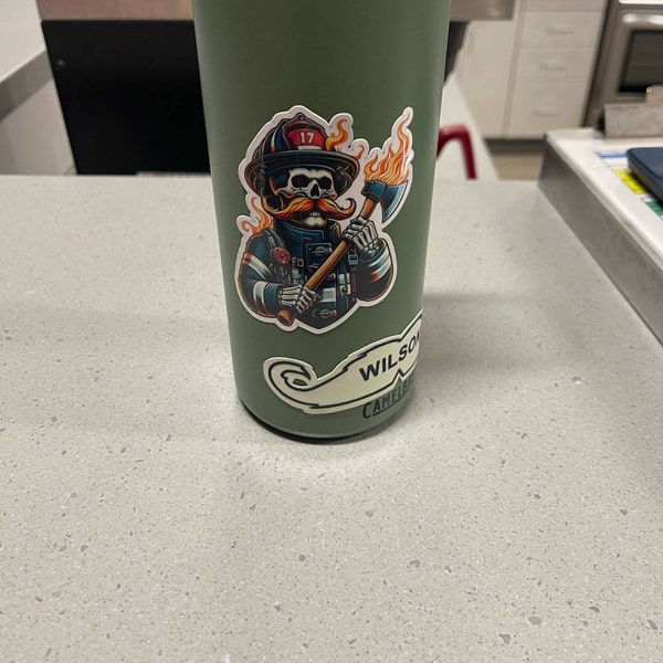 Skeleton Firefighter Sticker, Firefighter, Bunker Gear, Fireman, Ax ...