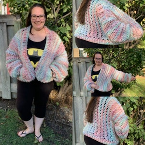 Crochet Pattern Easy Bomber Cardigan Chunky Crochet Sweater Simple ...