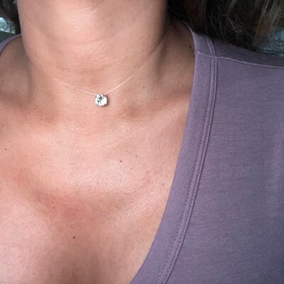 Invisible Solitaire Necklace 4 Claws in Swarovski Crystal 6mm or 8mm ...