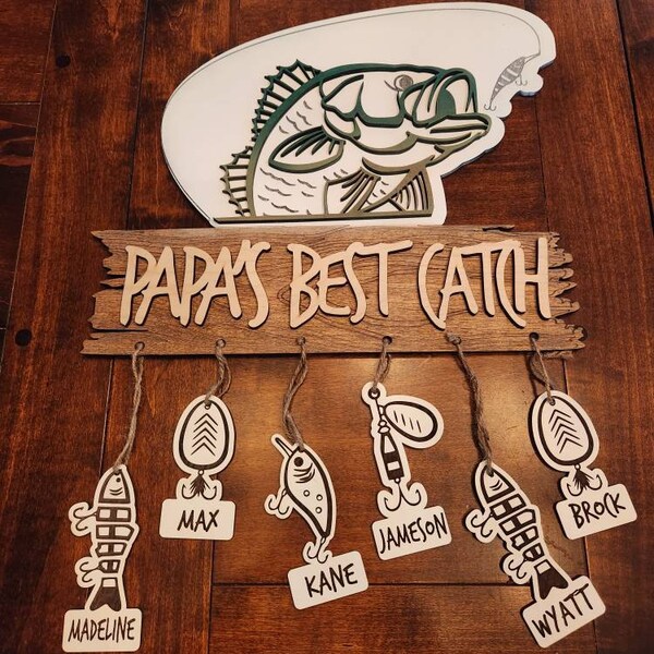 FAST SHIP Dads Keepers Fishing Themed Personalized Wooden Sign-best ...