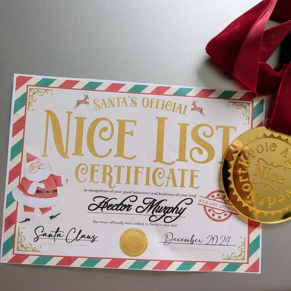 Editable Letter From Santa, Official Nice List Certificate From Santa ...