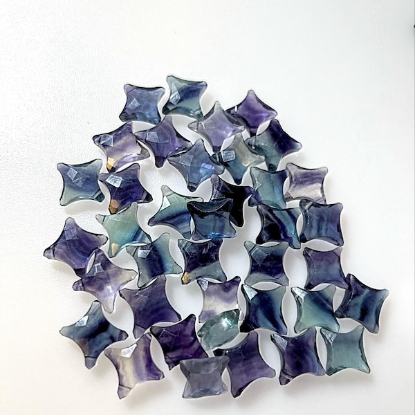 Natural Multi Fluorite Ninja Star Shape Gemstone, Faceted Hand Carved ...